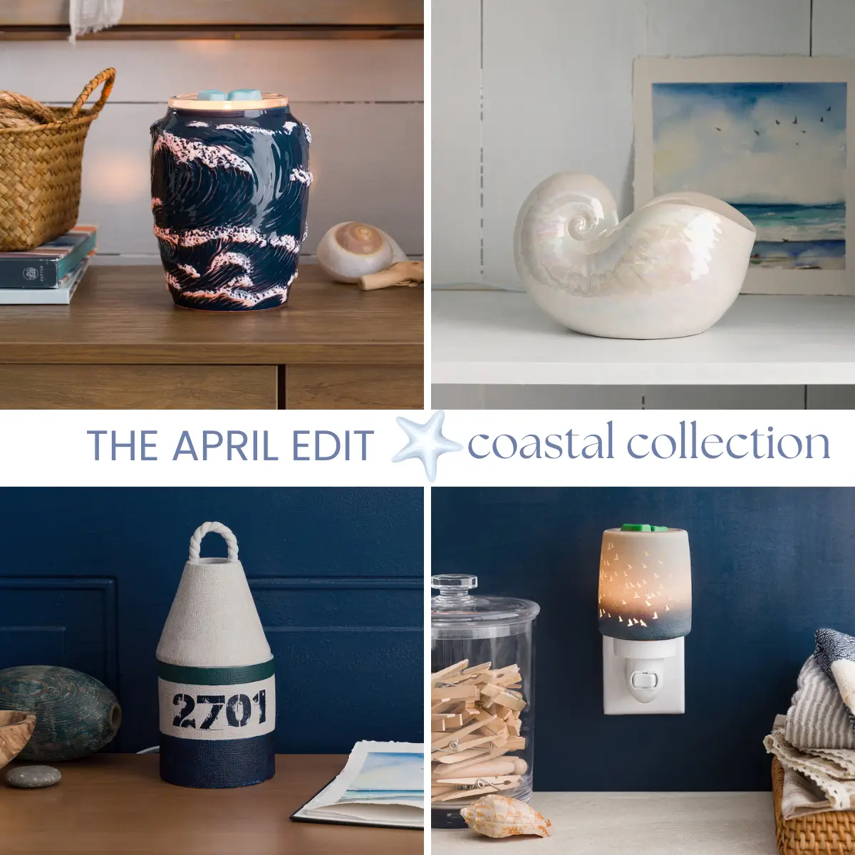 Scentsy April 2026 Monthly Edit: Coastal Collection Warmer & Scents