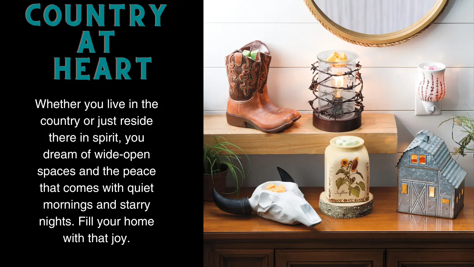 Scentsy Western Warmers - Open Plains Cow Skull & Rodeo Cowboy Boots ...