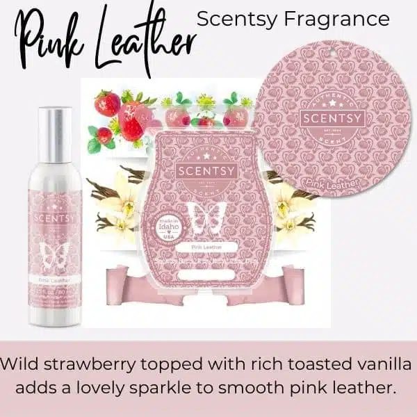 Pink Leather Scentsy Room Spray | August 2023 | Incandescent.Scentsy.us