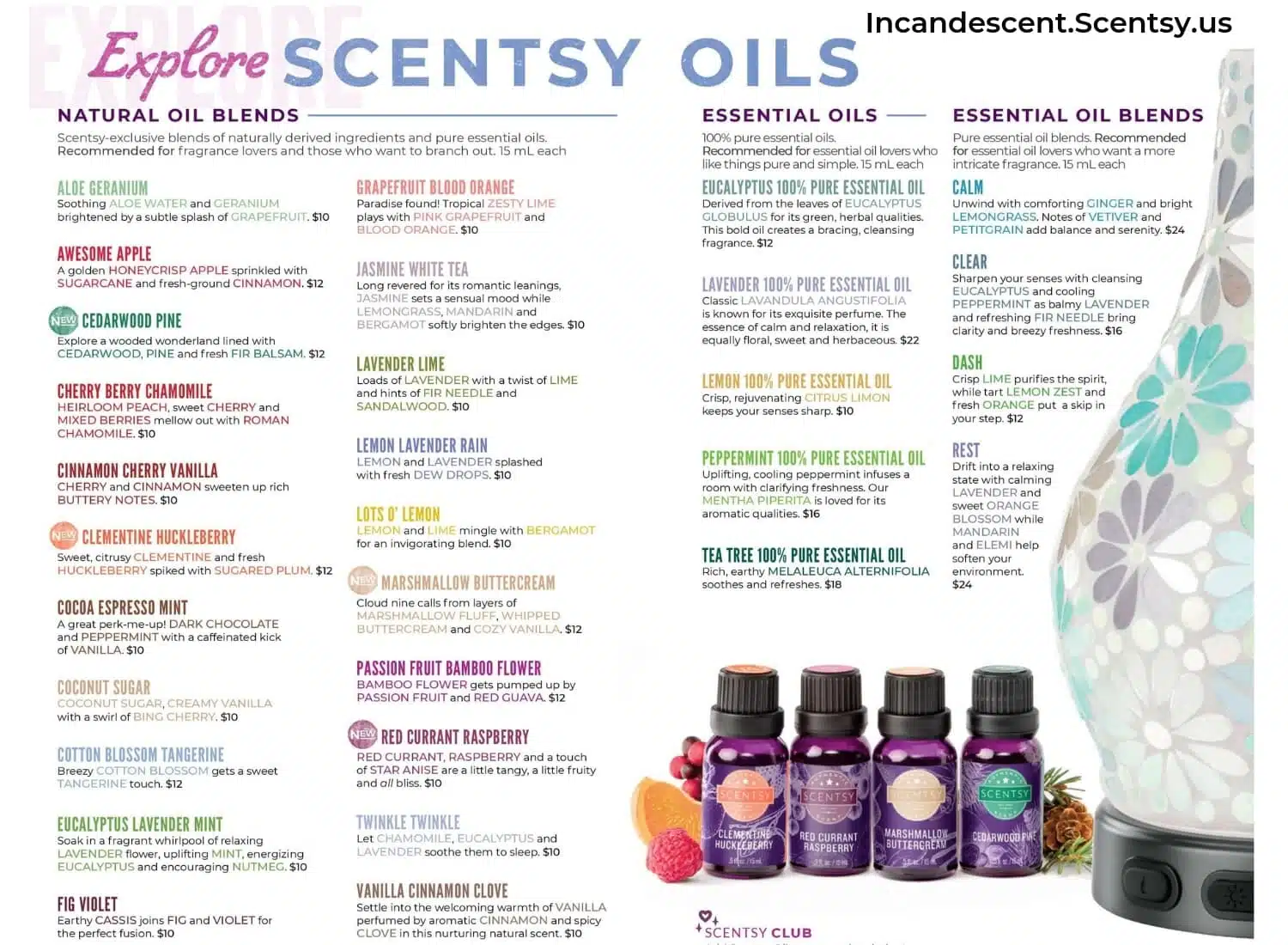 SCENTSY FALL WINTER 2019 COMPLETE SCENT LIST | Incandescent.Scentsy.us